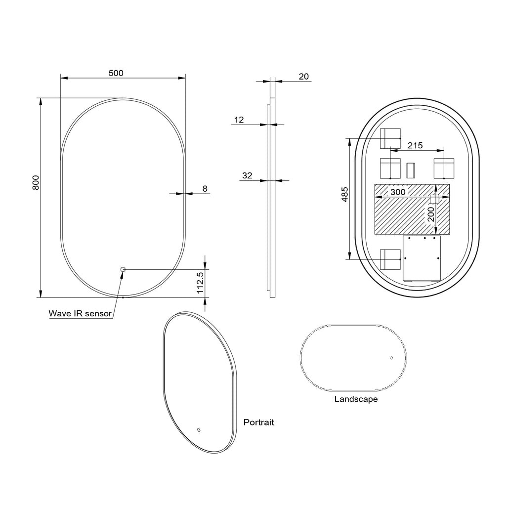Scudo - Tablet Mirror 500X800 | Mirrors – Bath & More UK