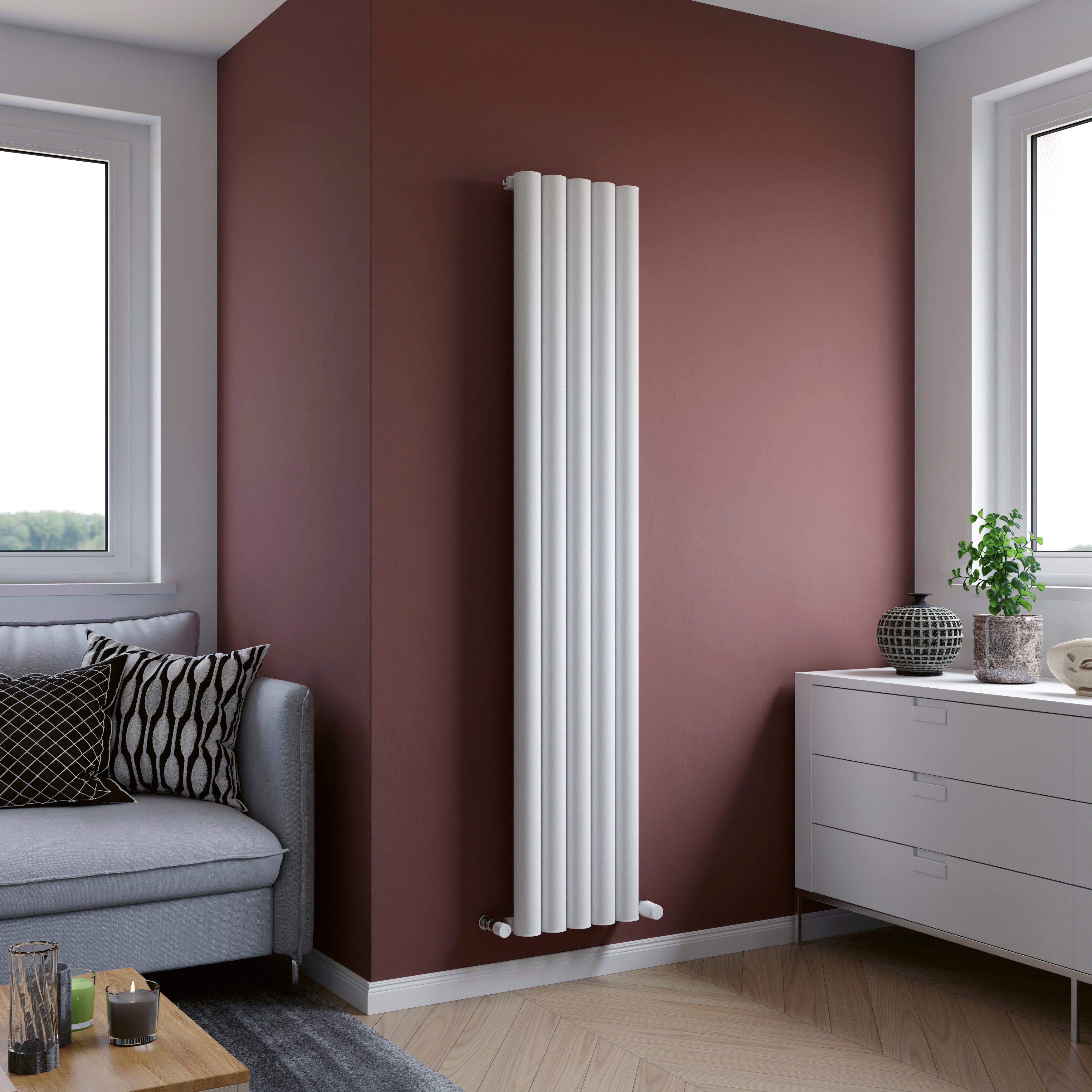 Eucotherm Orion Vertical Aluminium Radiator - Textured White – Bath ...