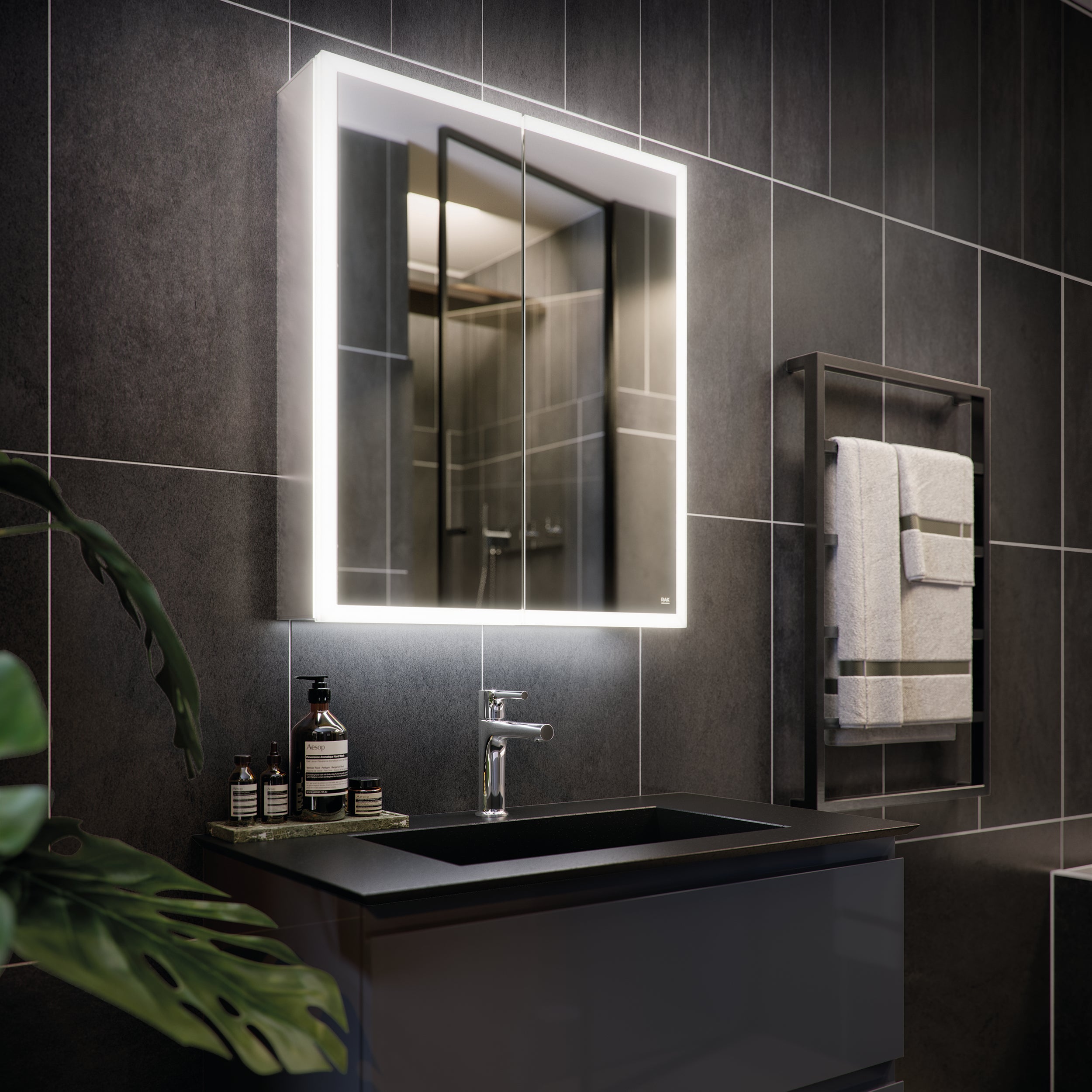 RAK Pisces LED Illuminated Mirrored Cabinet – Bath & More UK