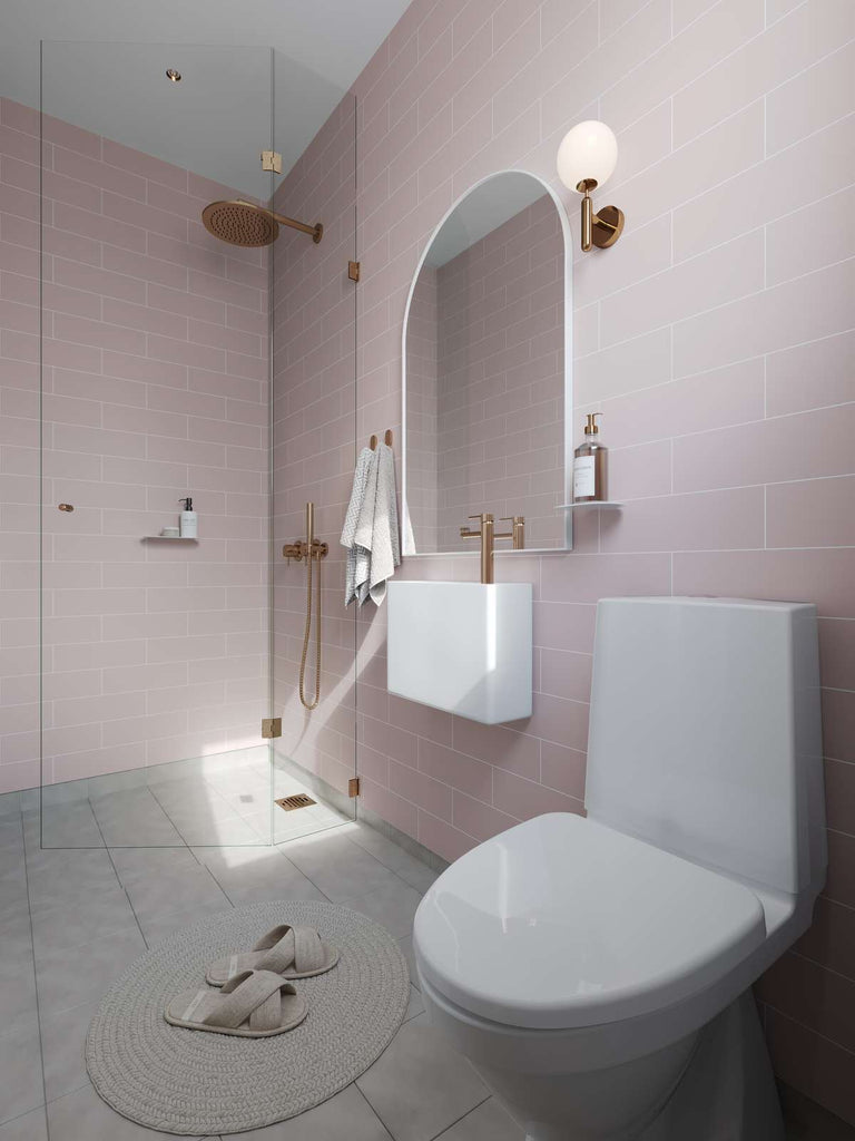 Fibo | Dusky Pink Metro Brick Tile Wall Panel 600mm x 2400mm Tongue ...