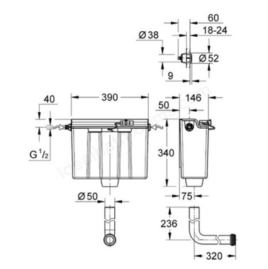 Grohe Adagio Dual Flush Concealed Toilet Cistern – Bath & More UK