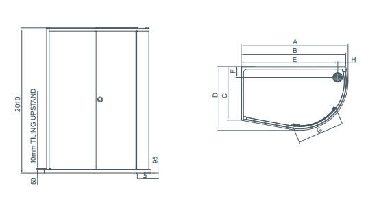 Matki Radiance Curved Offset Shower Enclosure with Shower Tray – Bath ...